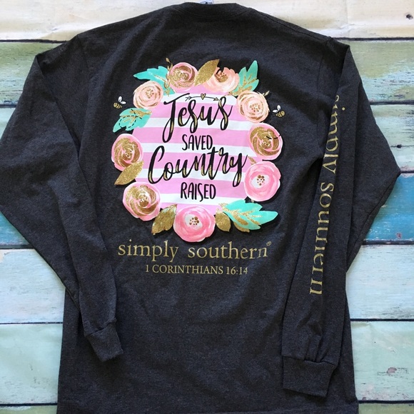 Simply Southern | Tops | Simply Southern Jesus Saved Country Raised ...